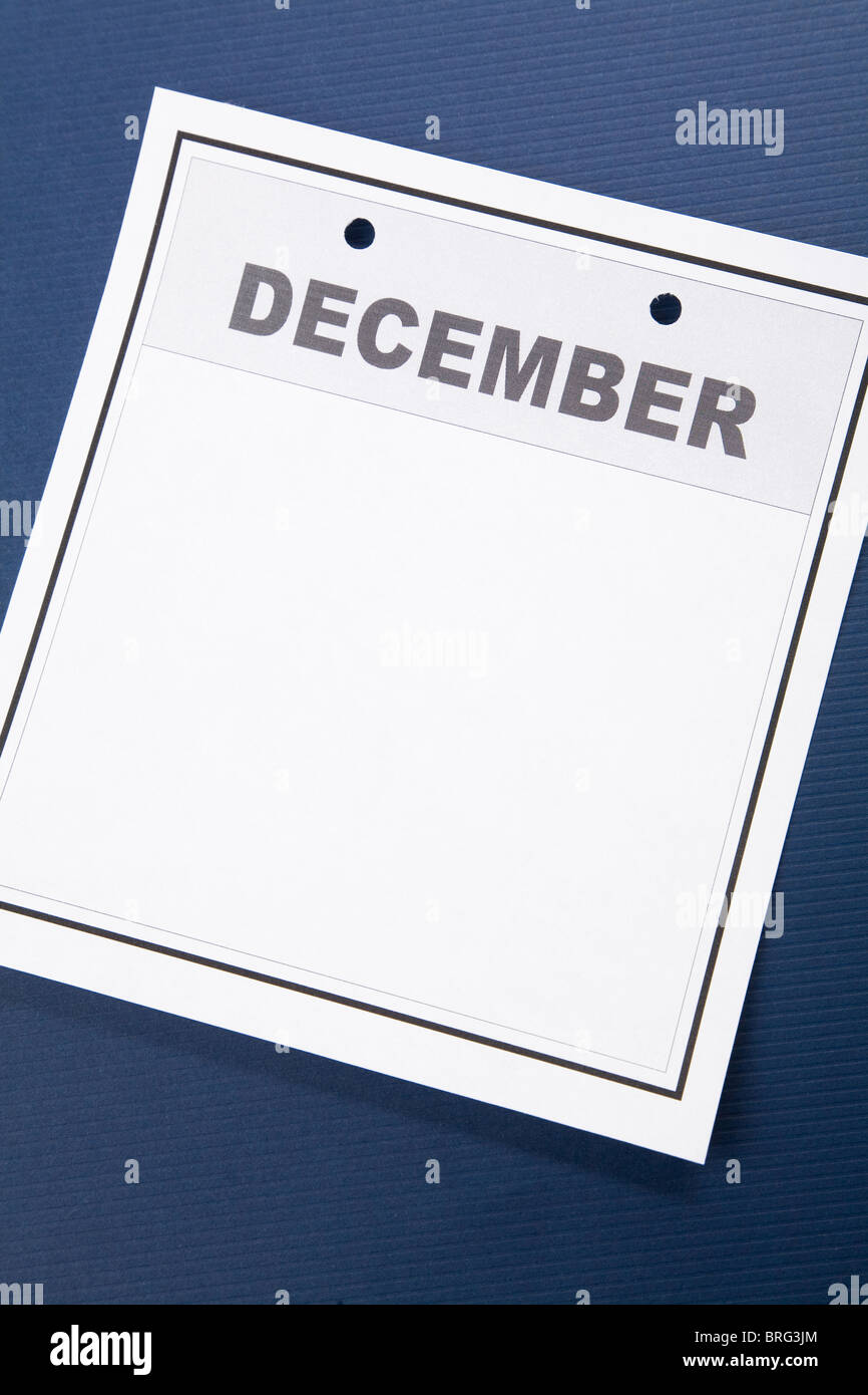 Blank Calendar, December, with blue background Stock Photo - Alamy