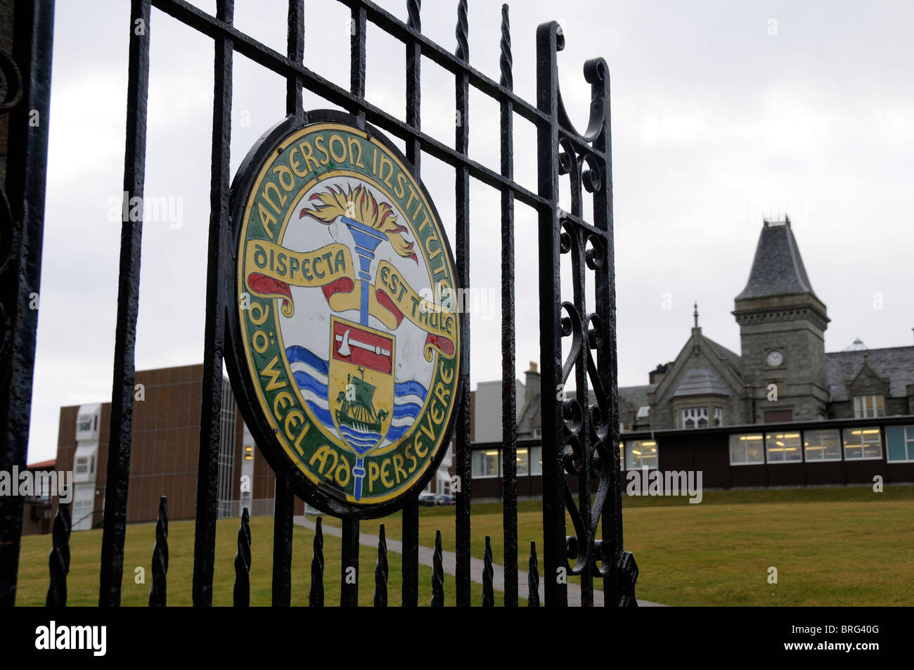 Anderson High School Gates Lerwick Shetland Stock Photo - Alamy