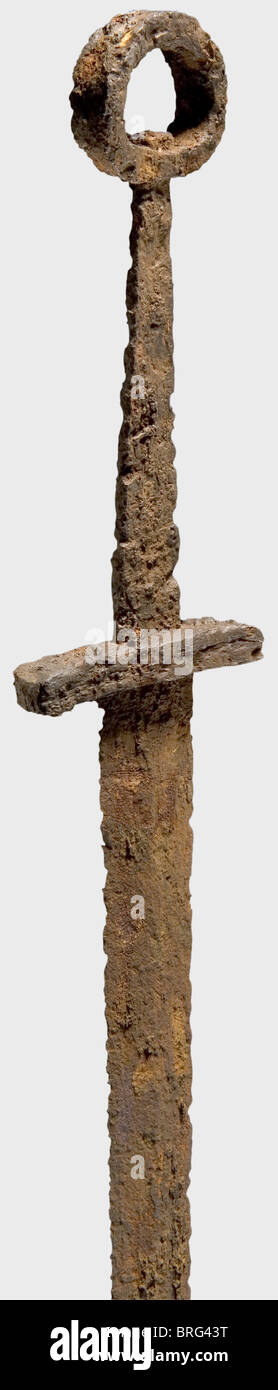 An iron Roman ring-pommel sword,2nd century A.D. Double-edged tapered ...