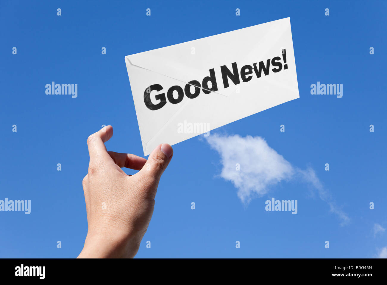 Good News,envelope and blue sky, concept of success Stock Photo - Alamy