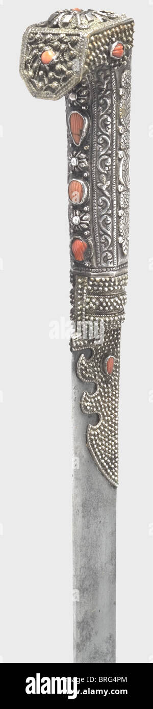 A silver-mounted Ottoman yatagan,dated 1808 Straight single-edged blade ...