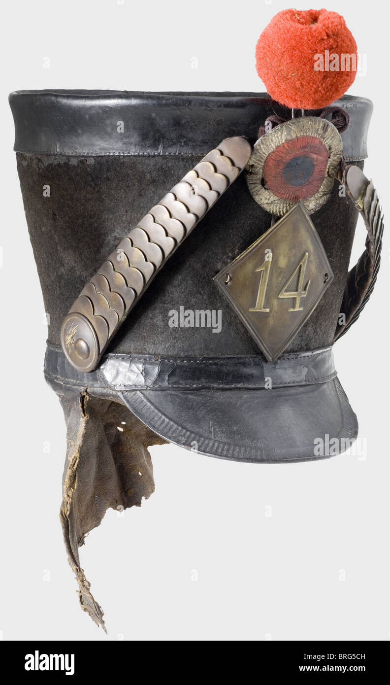 A model 1810 shako for enlisted men,of the 14th French Line Infantry ...