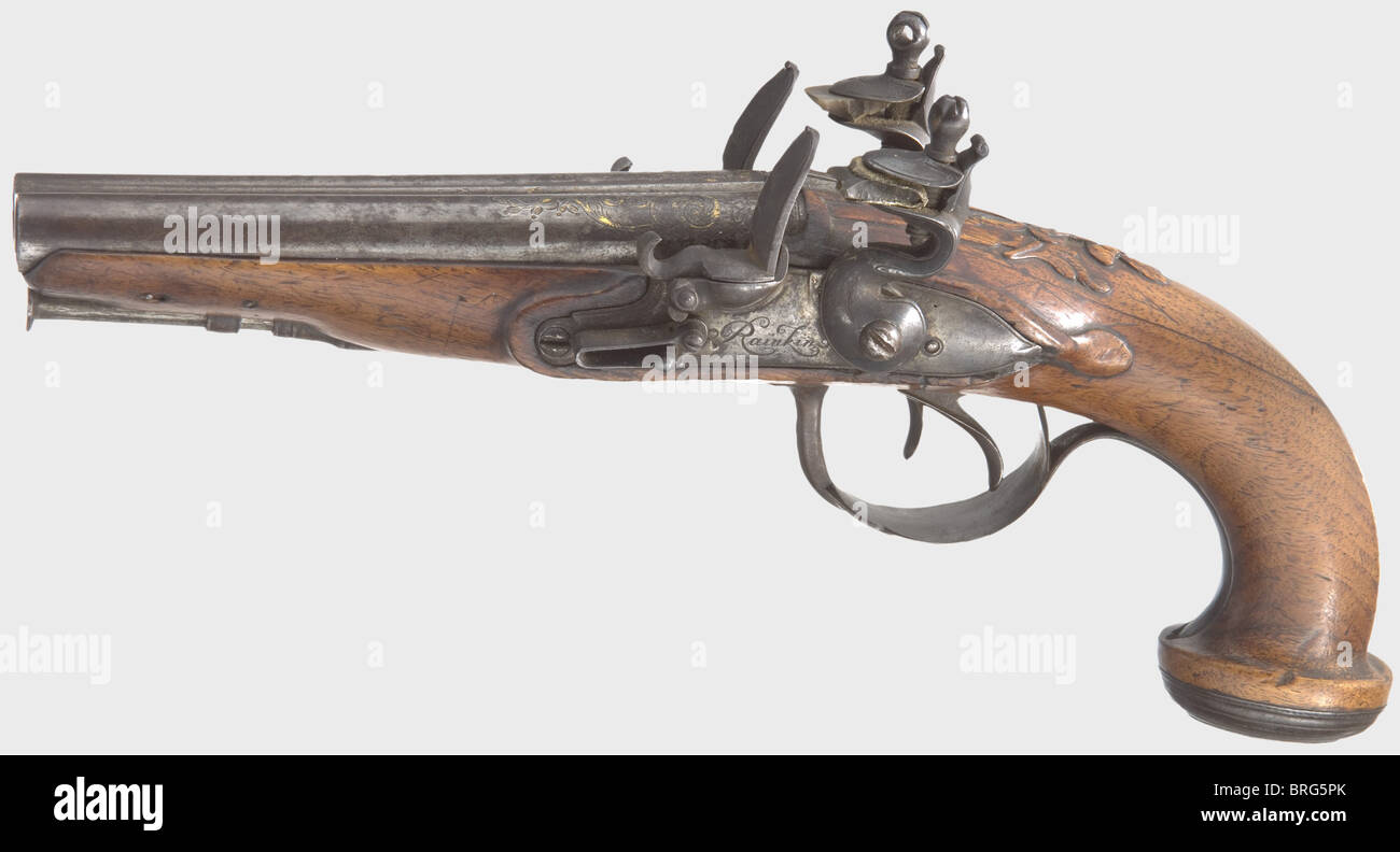 A pair of double-barrelled flintlock pistols,Rainkin,Liège,circa 1800 ...