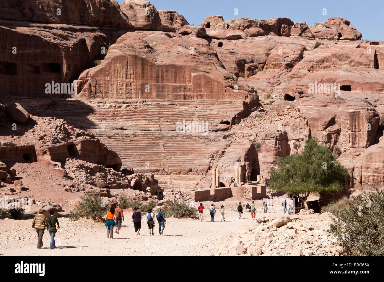 Theater at the ancient rock carved city Petra, Jordan Stock Photo - Alamy