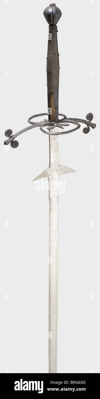 A German two-handed sword,circa 1580 Heavy,double-edged blade with a ...