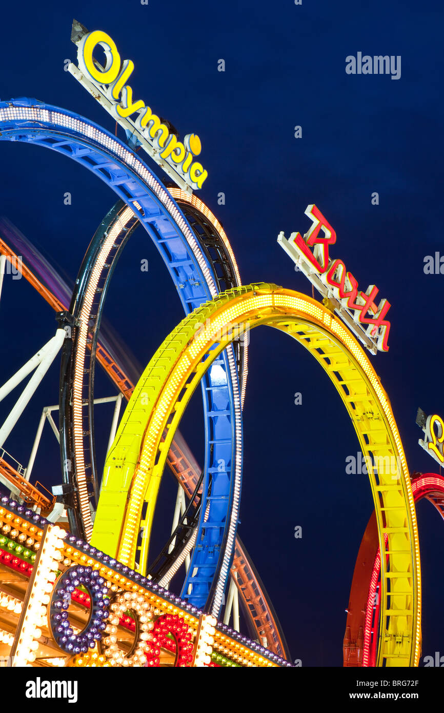 Fairground ride night roller coaster hi-res stock photography and ...