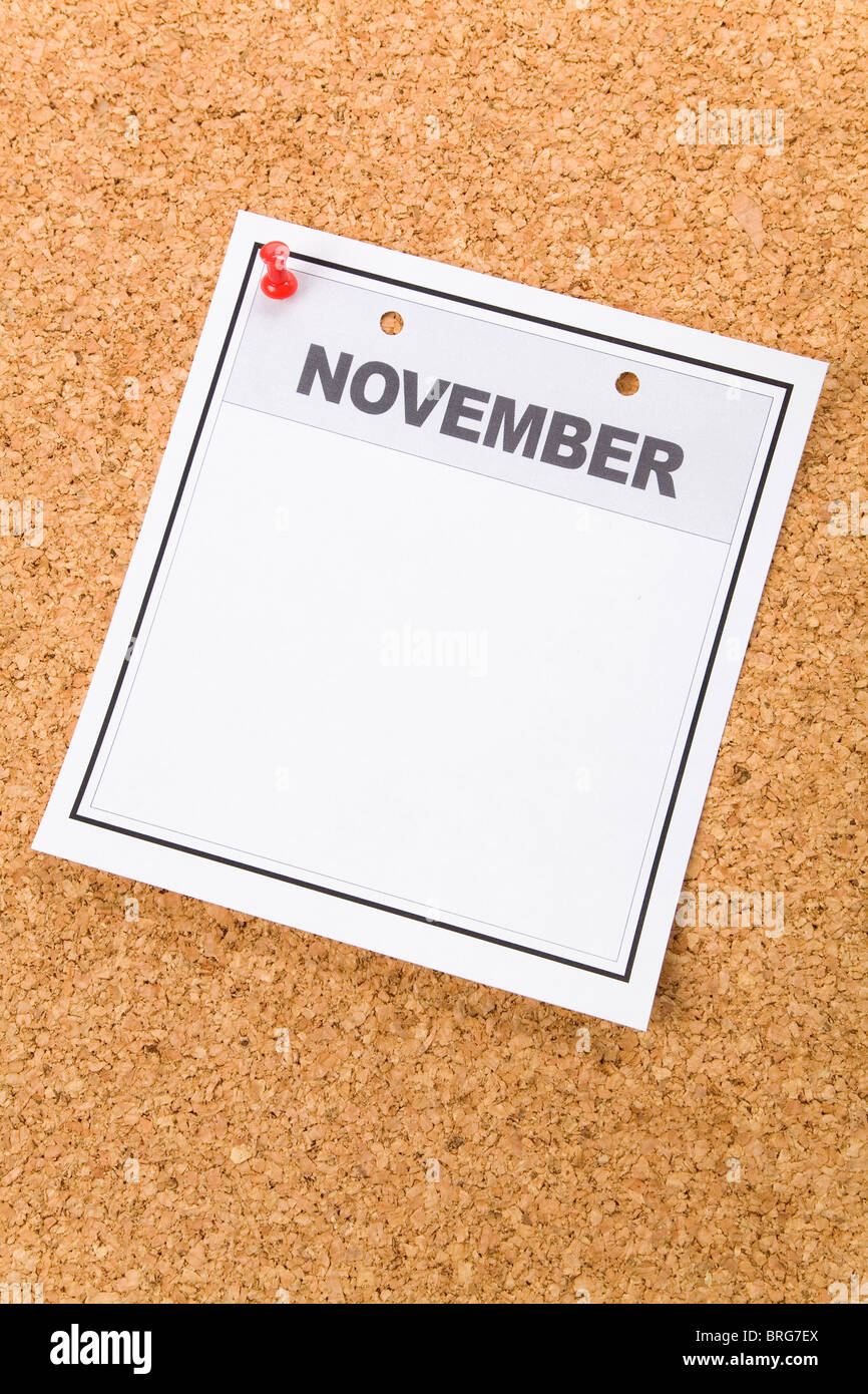 Blank Calendar, November, close up for background Stock Photo - Alamy