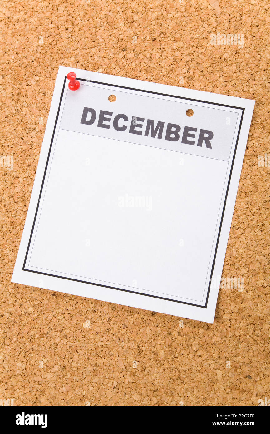 Blank Calendar, December, close up for background Stock Photo - Alamy