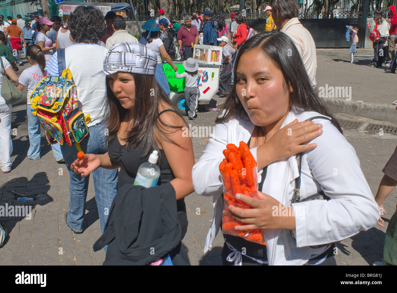 Chapultepec Park in Mexico City on a Sunday afternoon is full of stands ...
