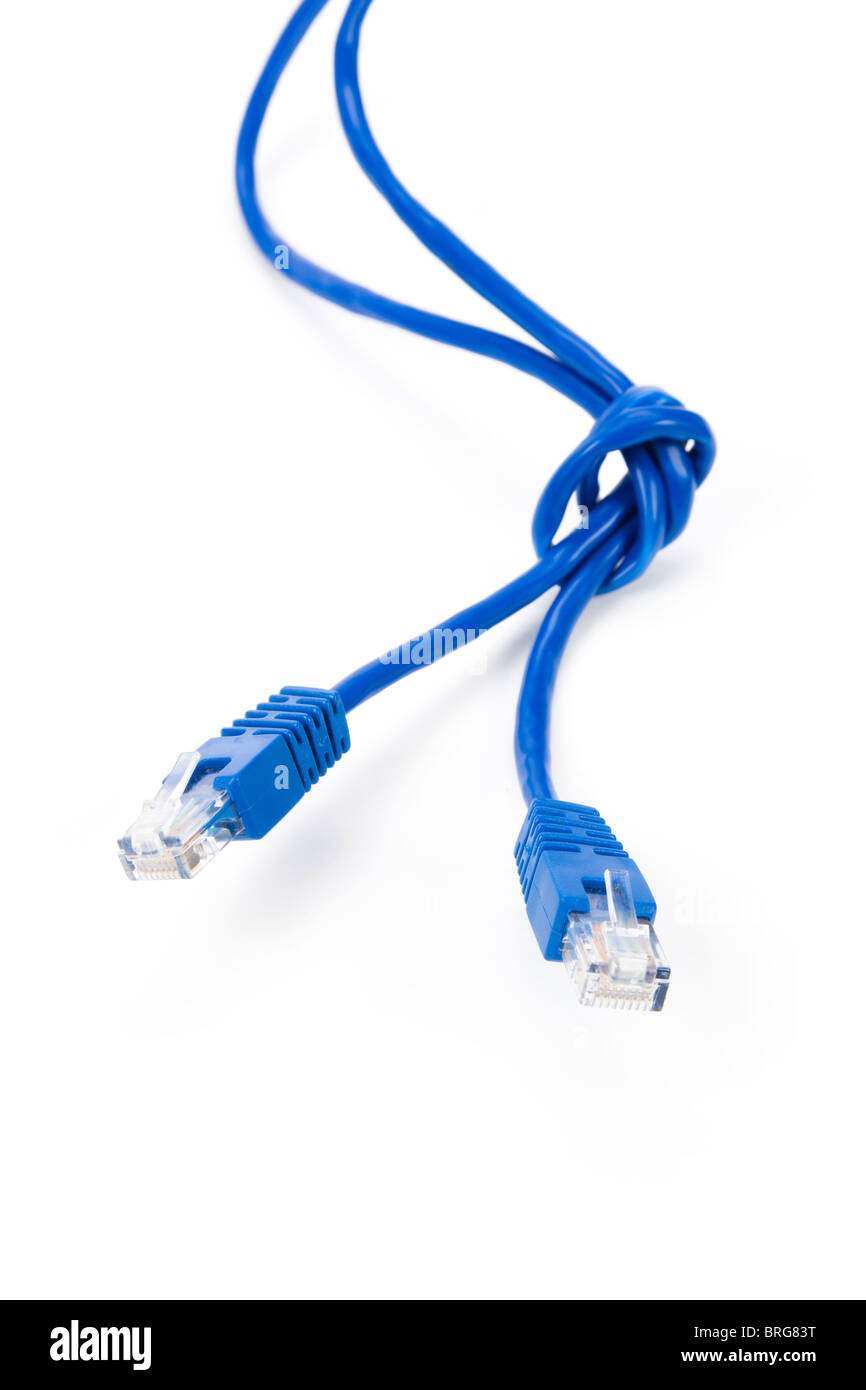 Blue Computer Cable with white background Stock Photo - Alamy