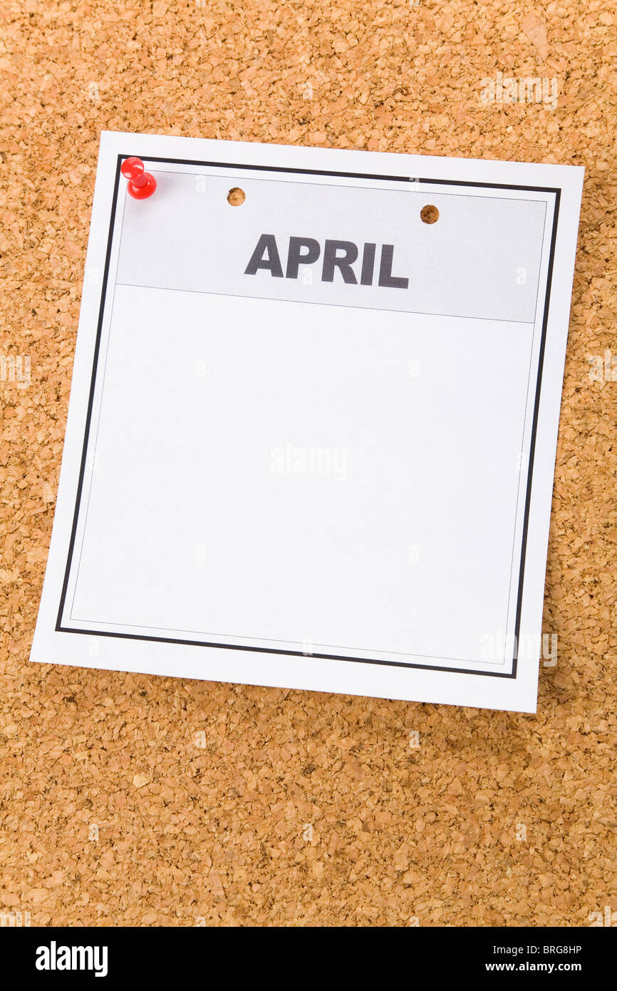 Blank Calendar, April, close up for background Stock Photo - Alamy