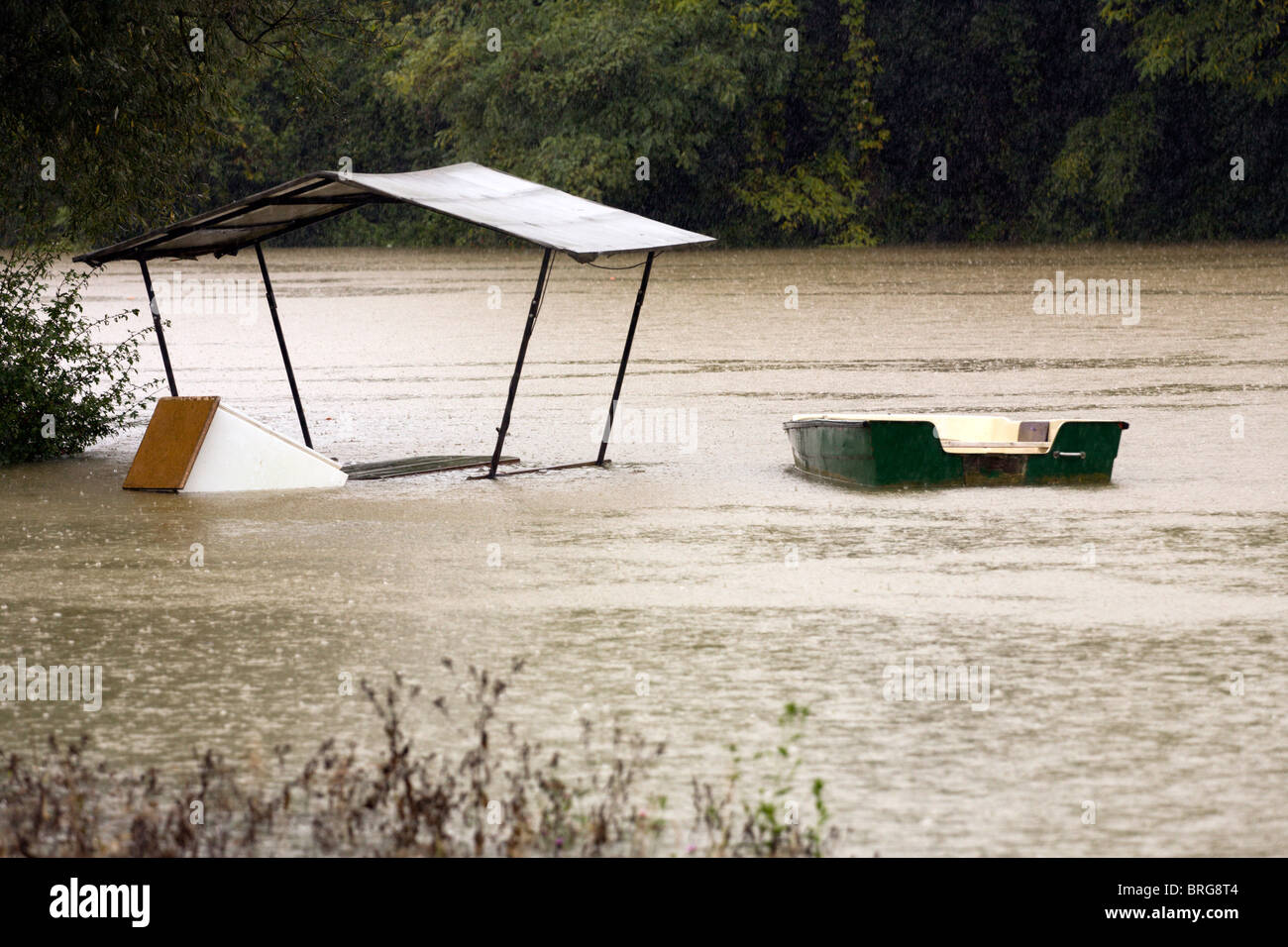 Flooding river water in the heavy rain Stock Photo - Alamy
