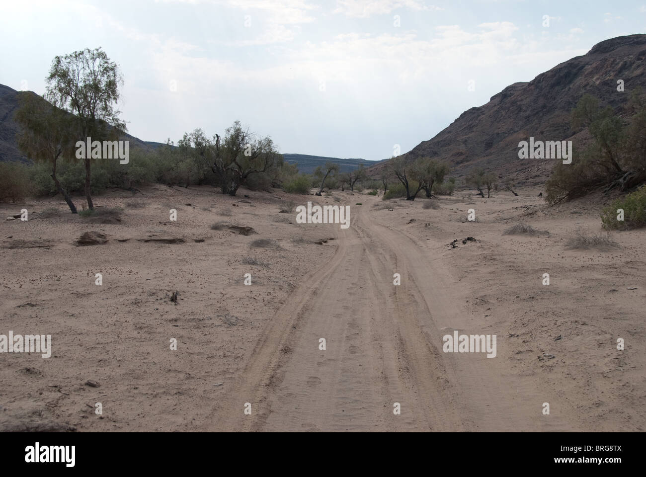Sand road in the namibian desert Stock Photo - Alamy