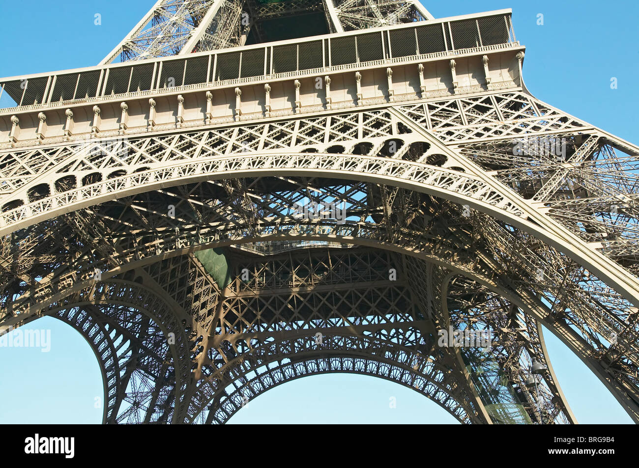 Structural detail under the Eiffel Tower showing the complex iron ...