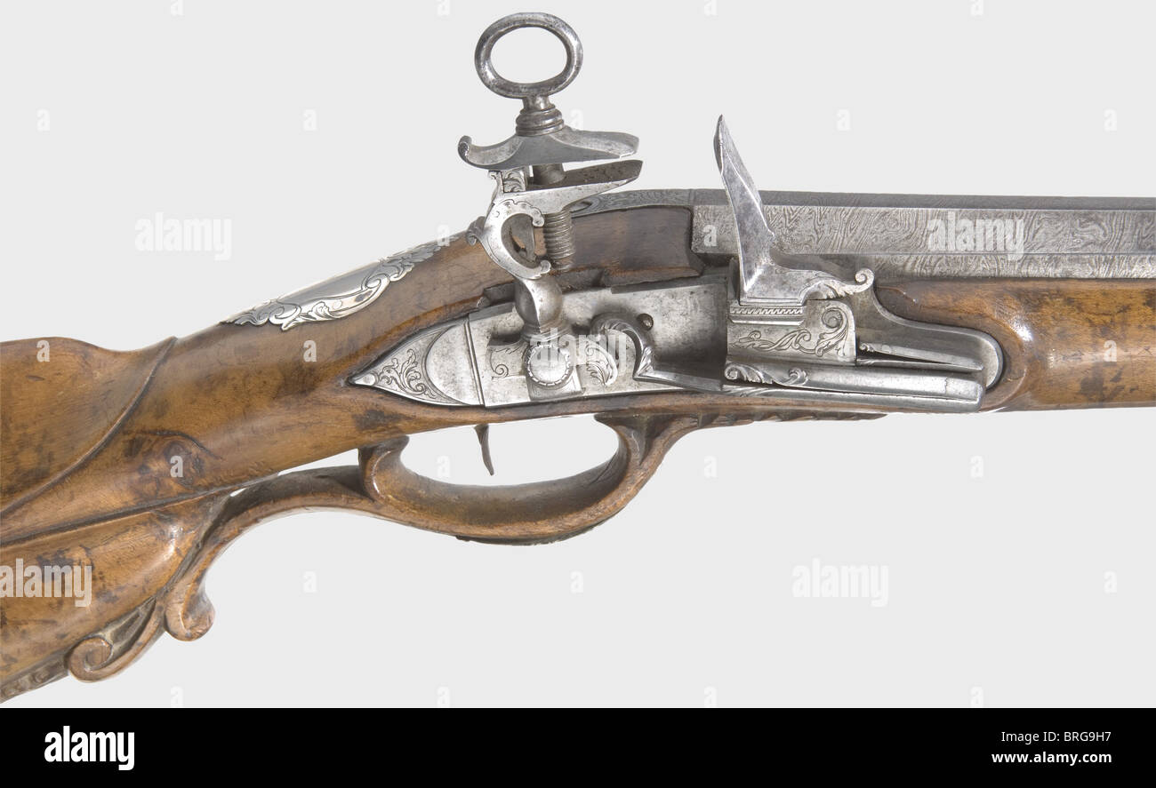 A flintlock shotgun alla Romana,Toscana,circa 1740.Two-stage Damascus ...