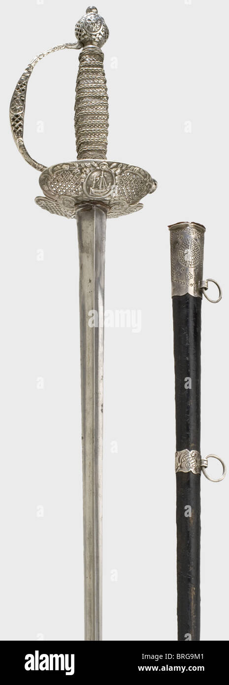 A French officer's silver small sword, circa 1780 Smooth triangular ...