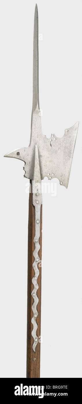 A German or Styrian halberd,circa 1530 Quadrangular spike with a flat ...