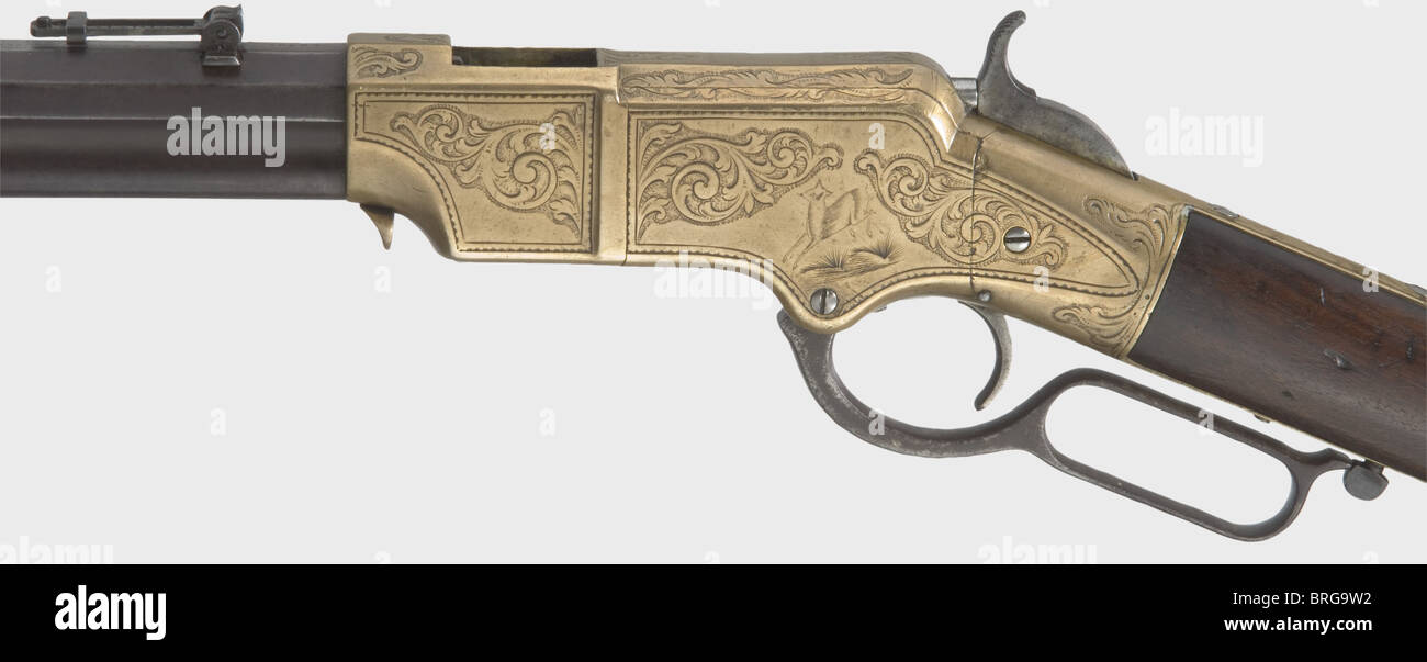 A Henry Rifle with contemporary engraving.,Cal..44 RF,no. 12633. 24 ...