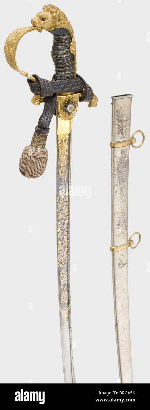 A heavy lion's head sabre for officers,of the Prussian Guard Artillery ...