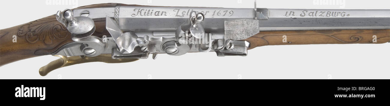 A flintlock rifle with a double lock,German,circa 1760.Octagonal ...