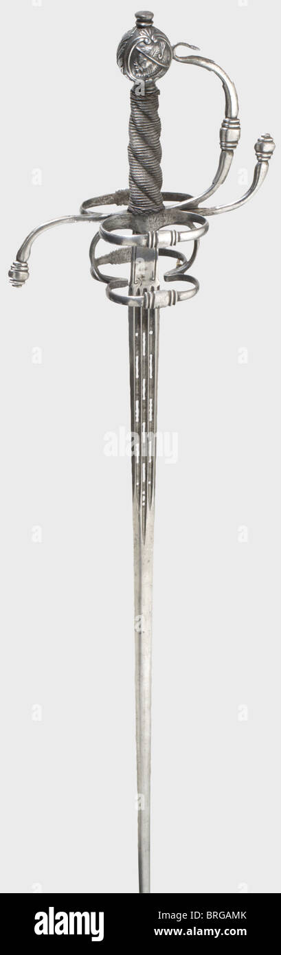 A magnificent chiselled Italian sword,circa 1600 A double-edged blade ...