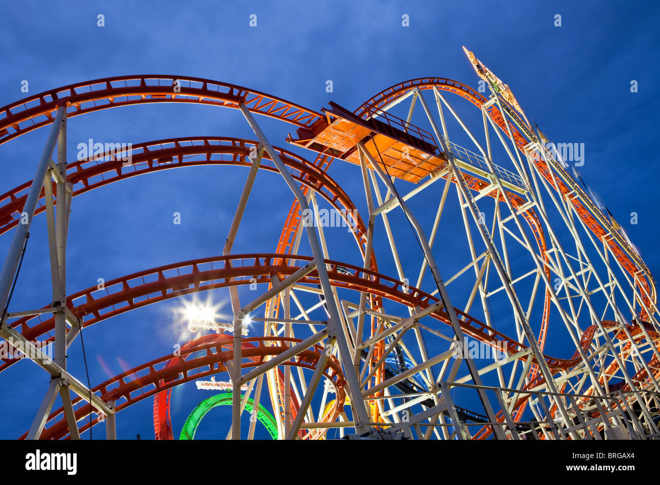 Fairground ride night roller coaster hi-res stock photography and ...
