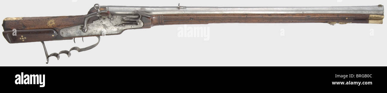 A Baltic snaphance rifle,circa 1700. Octagonal,slightly swamped barrel ...