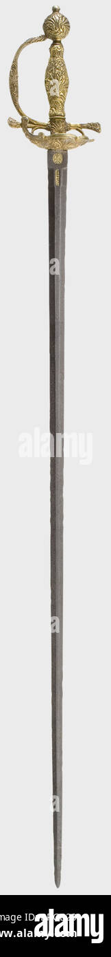 A cavalry officer's thrusting sword,Prussia,circa 1740/50 Double-edged ...