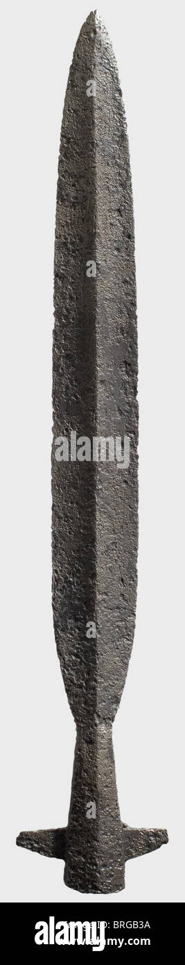 A large winged lance, German, 9th/10th century Massive heavily ridged ...