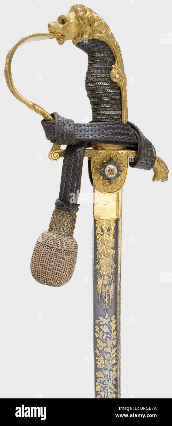A heavy lion's head sabre for officers,of the Prussian Guard Artillery ...