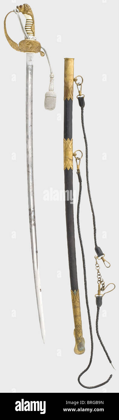 A naval officer's sabre,complete with sword knot and suspension Nickel ...