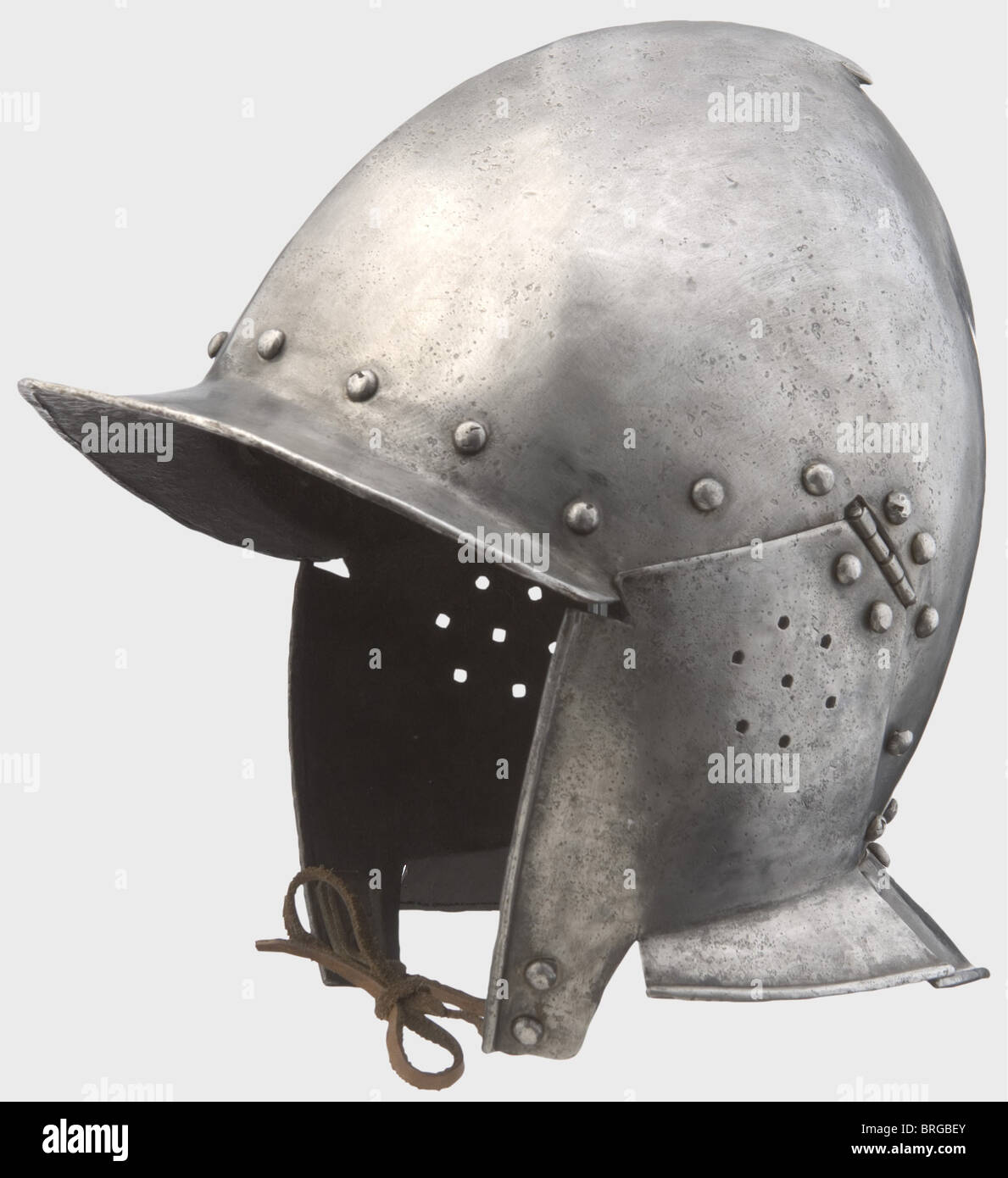 An Italian burgonet,circa 1580 Skull forged in one piece together with ...