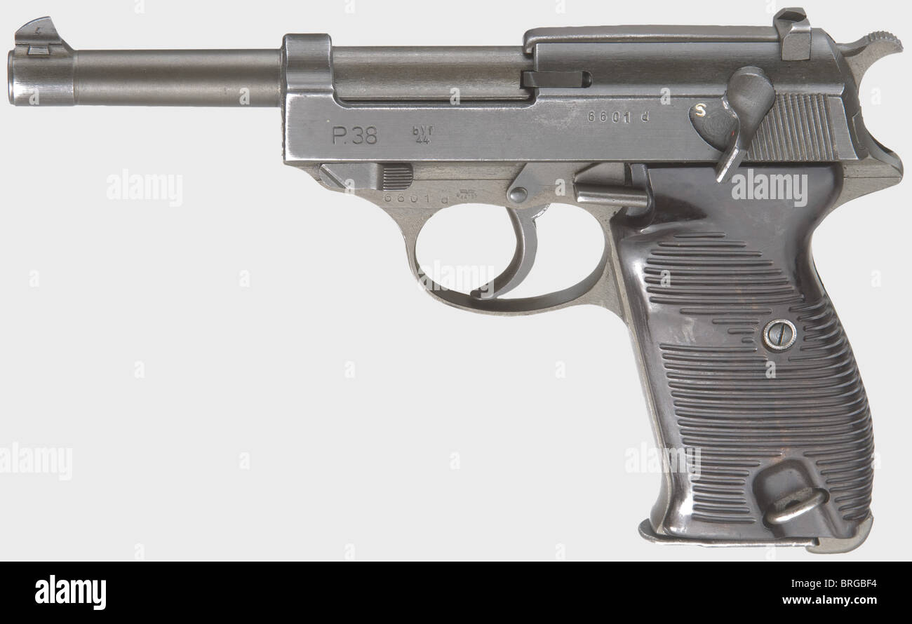A Mauser P 38,code "byf 44",completely phosphatised,calibre 9 mm ...