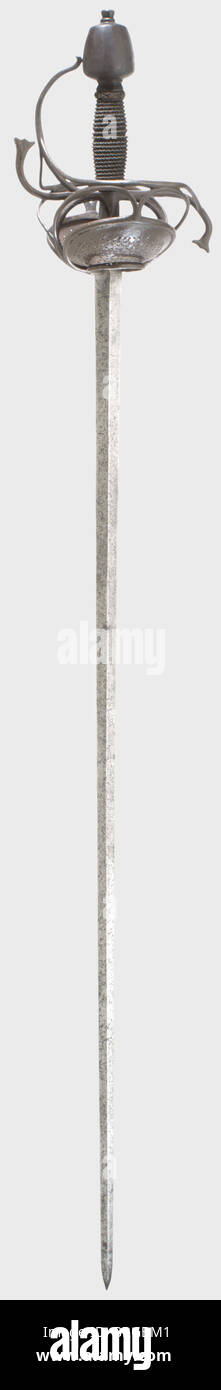 A Pappenheim rapier,German,circa 1620/30 Slender ridged thrusting blade ...