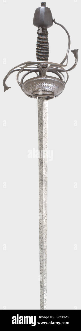A Pappenheim rapier,German,circa 1620/30 Slender ridged thrusting blade ...