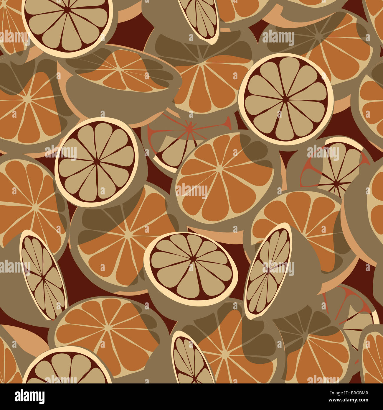 Seamless illustrated tile of brown citrus fruit Stock Photo - Alamy