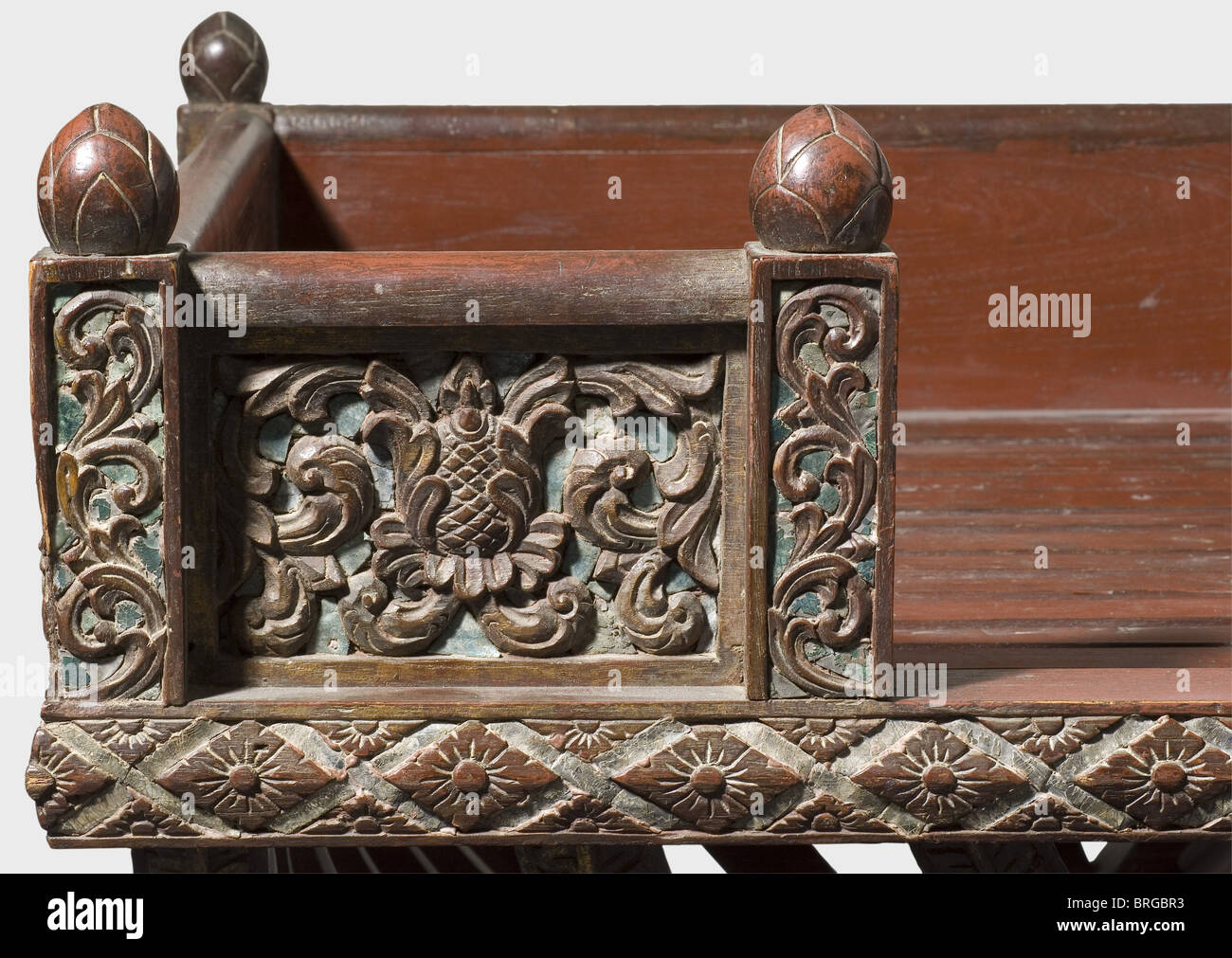 A Burmese howdah,19th century Strong,massive construction of a reddish ...