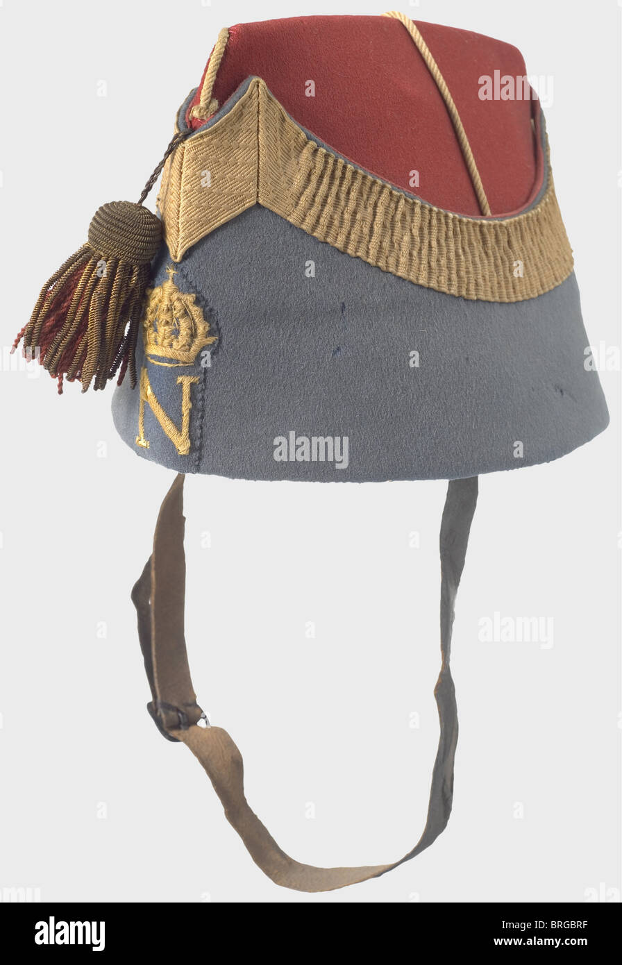 A garrison cap,for enlisted personnel of the Cent-gardes Striped red ...