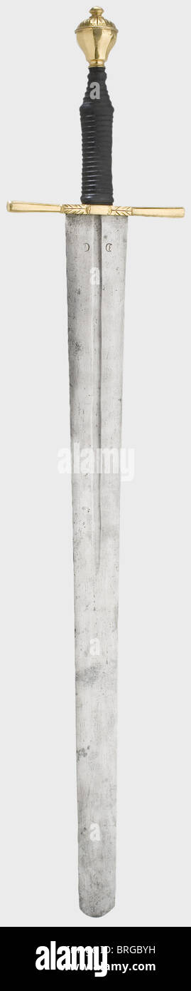 A German executioner's sword,circa 1700 Broad double-edged blade with a ...