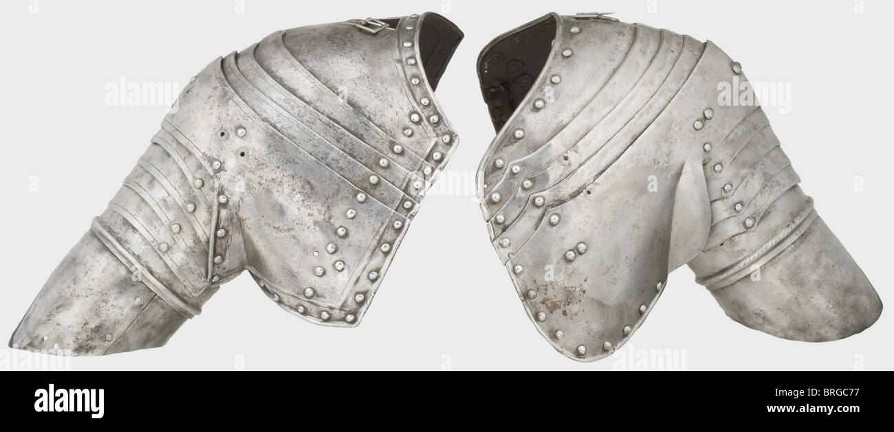 Two German pauldrons, circa 1620 Large, slightly different pauldrons ...