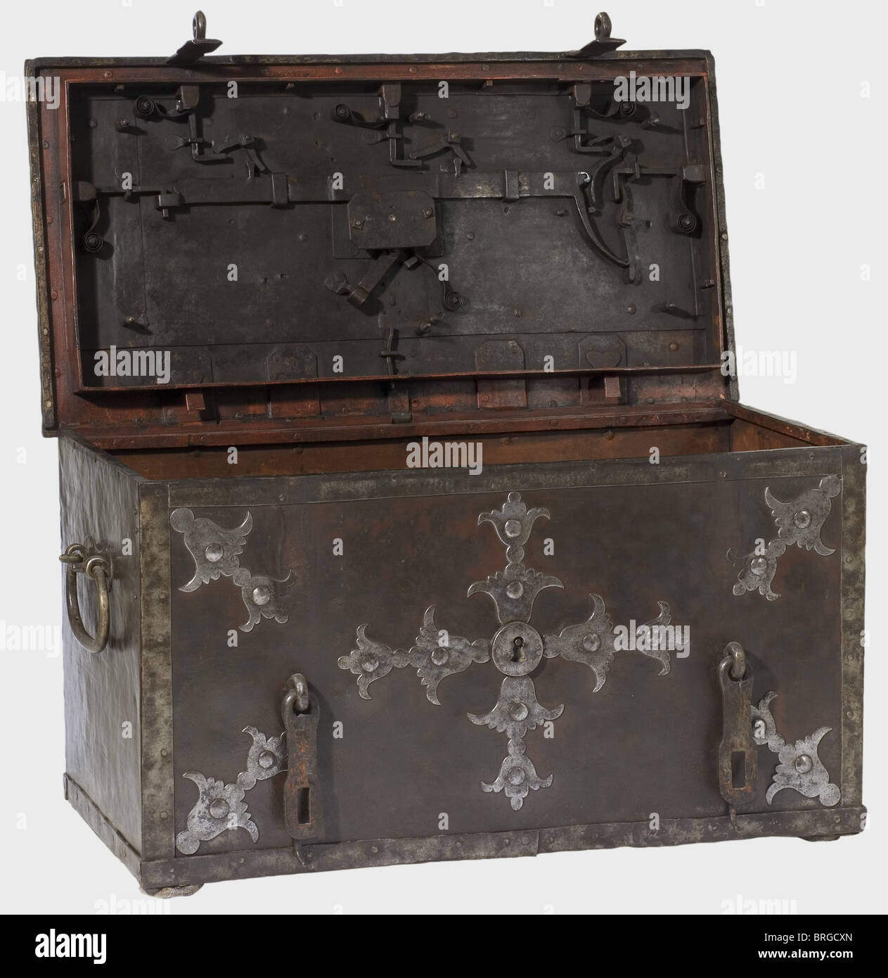 A large German war chest,circa 1700 A large,heavy sheet iron ...