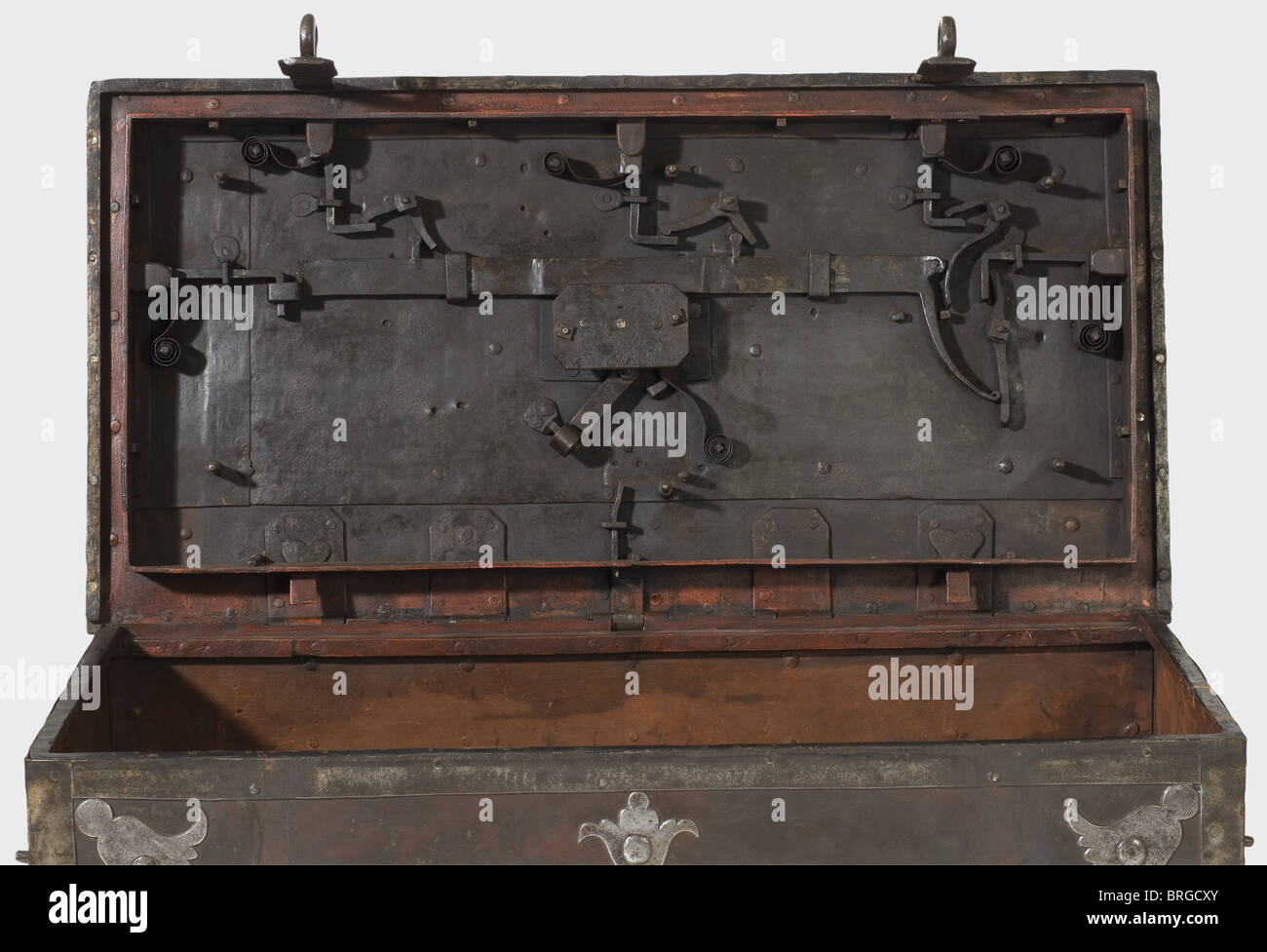 A large German war chest,circa 1700 A large,heavy sheet iron ...