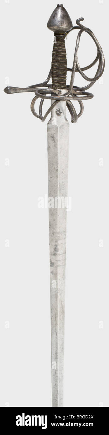A heavy Saxon campaign sword,circa 1600 A heavy pointed blade with ...