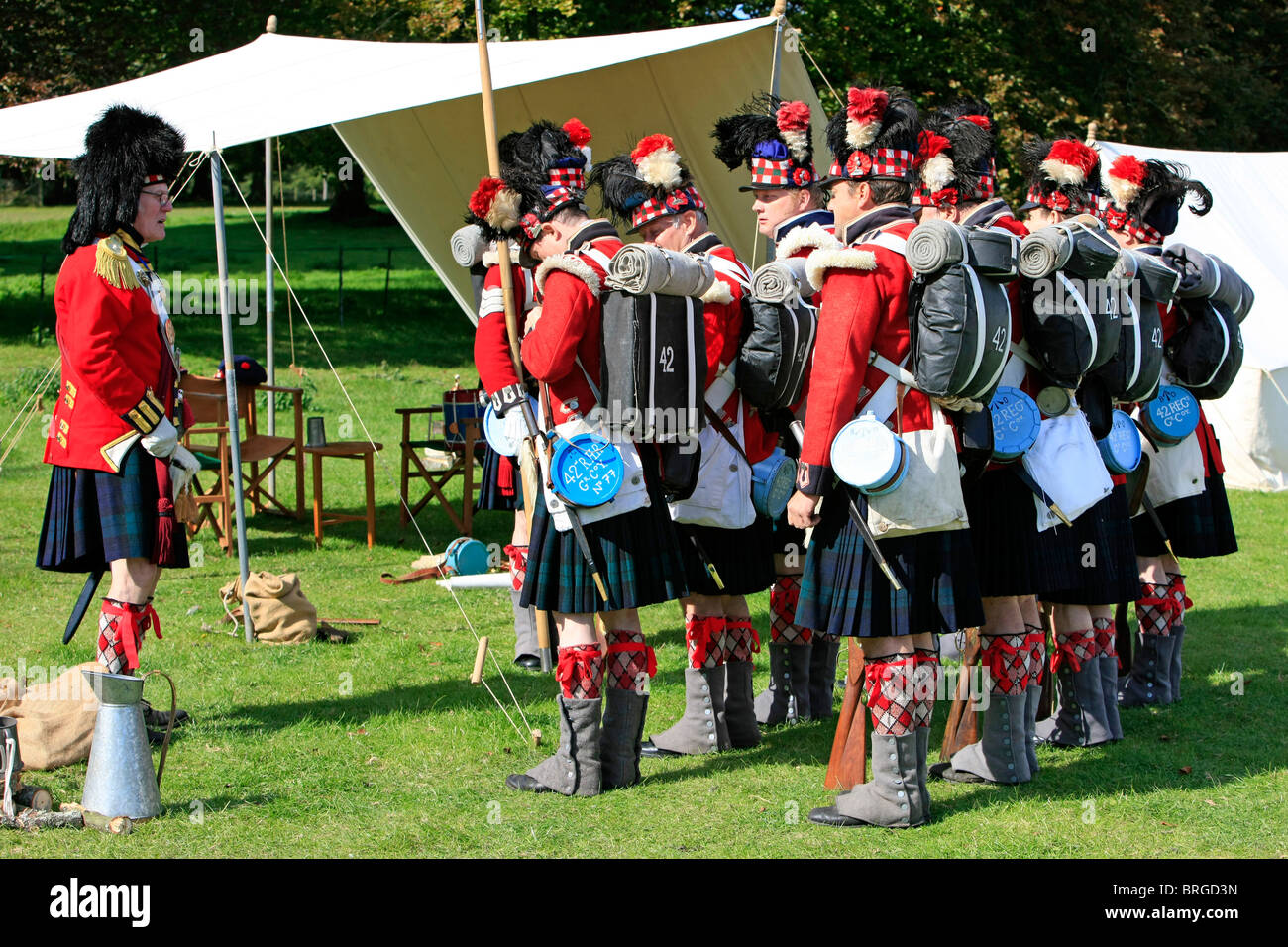Men of the Scots Guards Regiment at a recreation of the Battle of ...