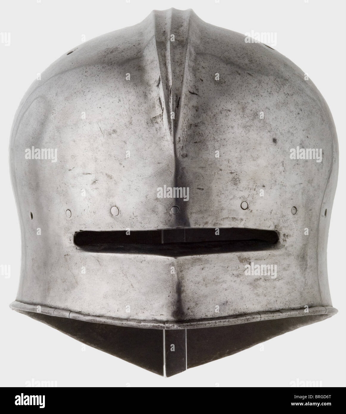 A German sallet,circa 1480/90 The skull forged in one piece with a flat ...
