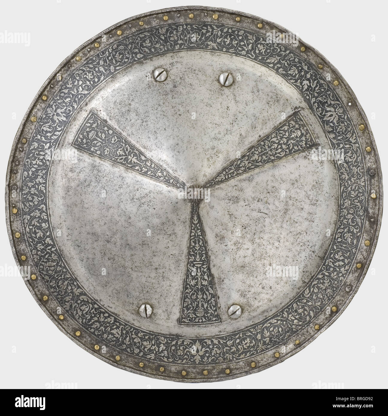 An etched Southern German round shield,presumably Landshut,circa 1570/ ...