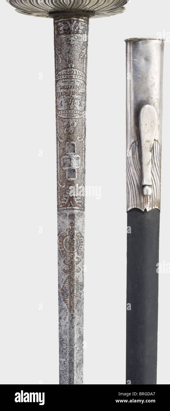 A silver-hilted German smallsword,circa 1760 Double-edged,thrusting ...