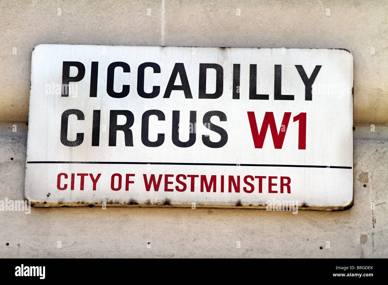 Piccadilly Circus street sign, London, England Stock Photo - Alamy