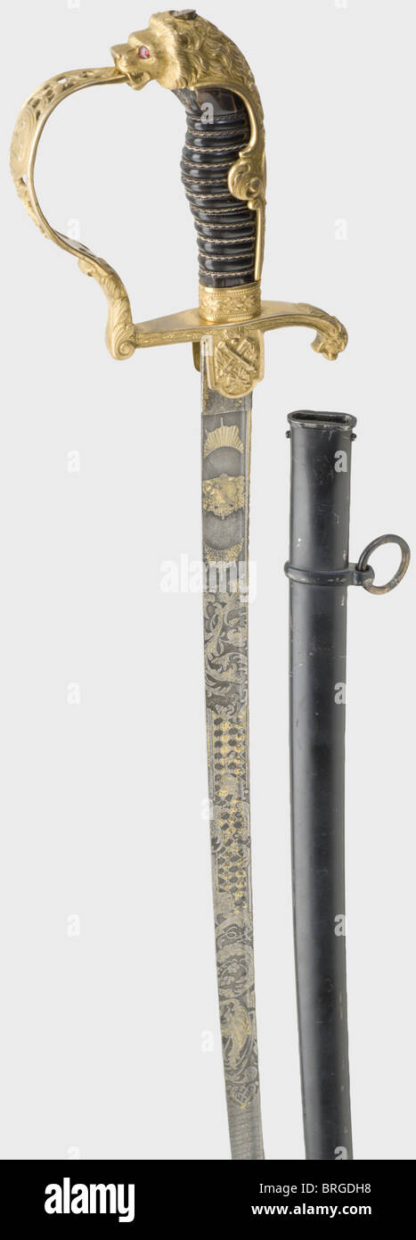 A splendid lion's head sabre,for an artillery officer,Baden High ...