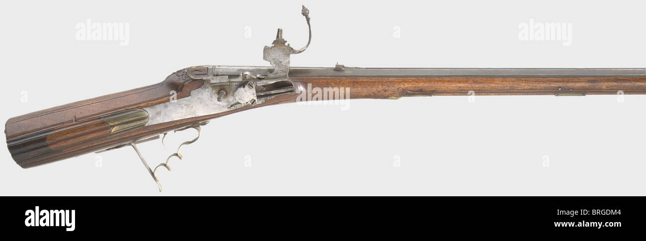 A wheellock rifle,Sebastian Jobst,Linz,circa 1730.Octagonal,slightly ...